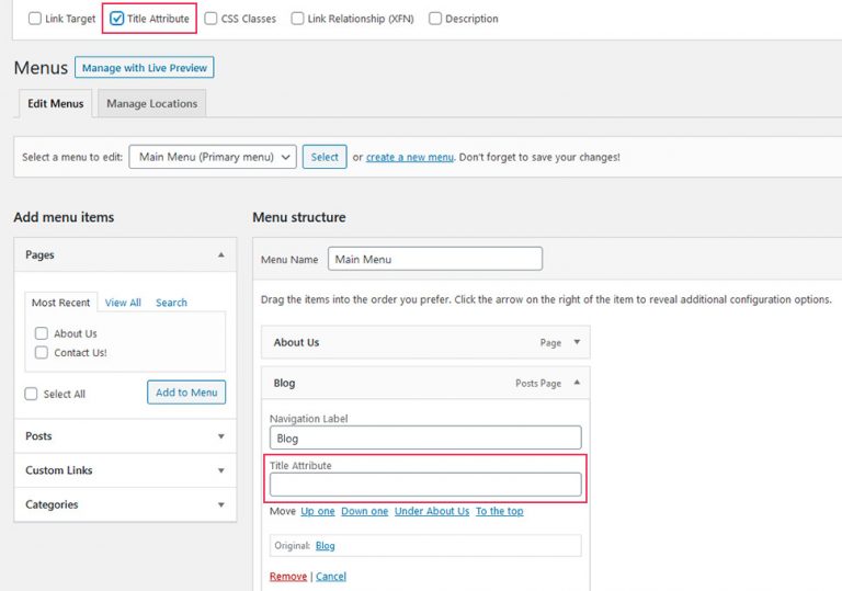 How To Add The Title Attribute To Your Wordpress Menu Qode Interactive
